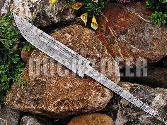 10.5 long custom handmade Damascus steel blank blade | Etsy
