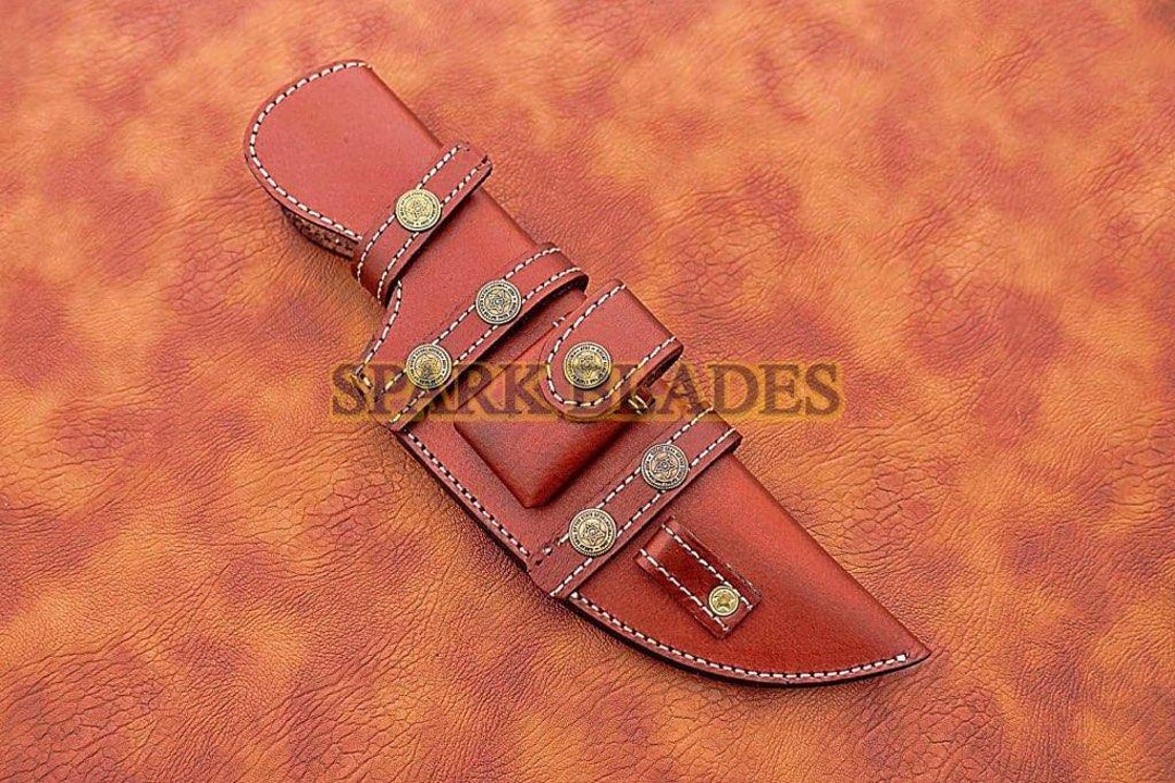 11" Long Custom Handmade Leather Sheath for Tracker Knife Fits up to 11 ...