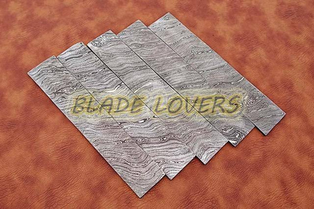 Set of 5 Damascus Billets 10" Long Custom Handmade Damascus Steel ...