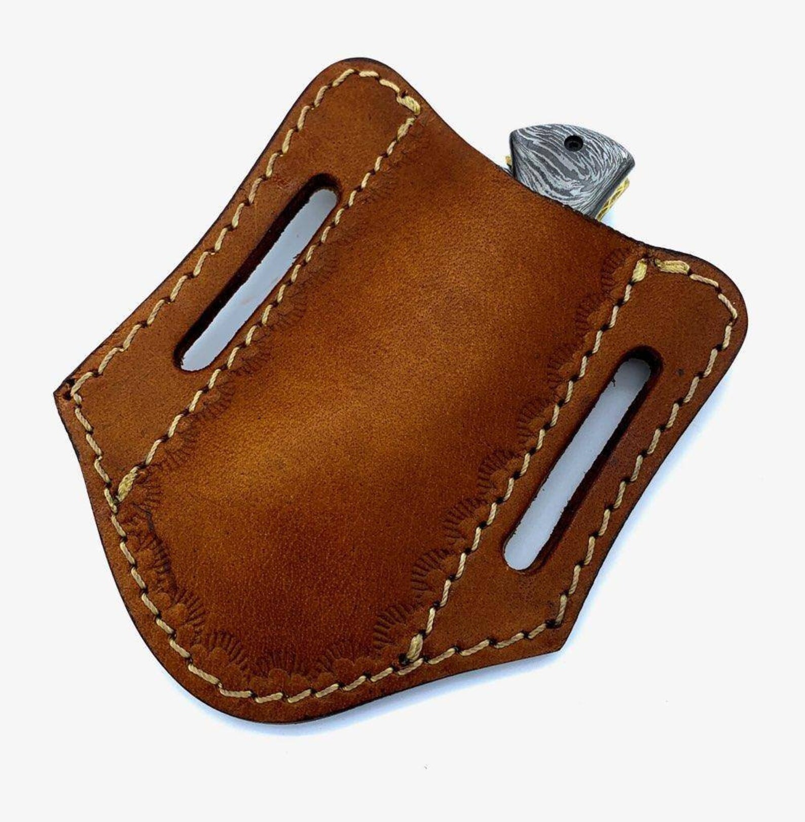 5" Long Custom Handmade Leather Sheath for Folding Knife Pocket Knife ...