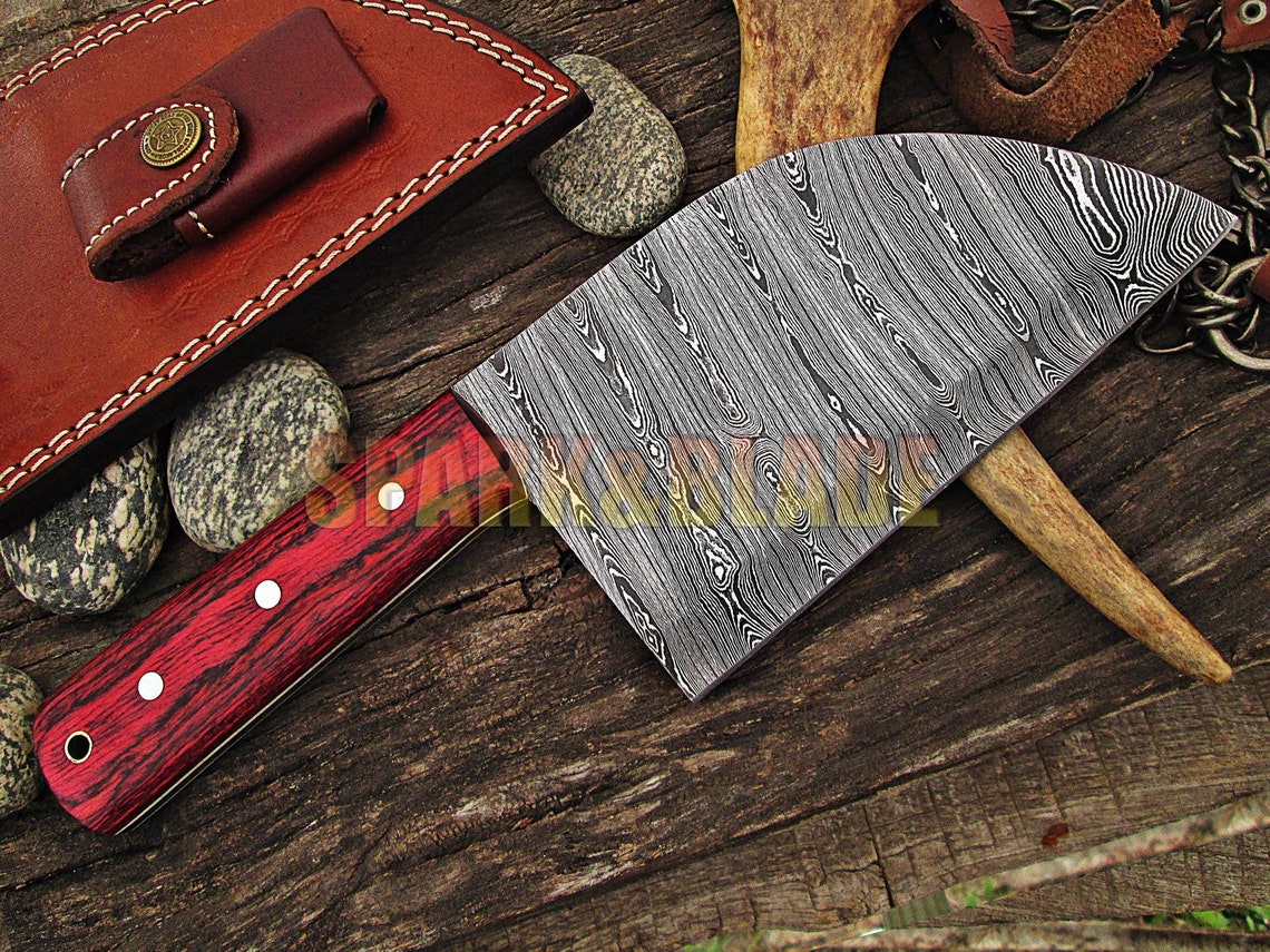 11 Long Handmade Damascus Steel Full Tang Cleaver - Etsy