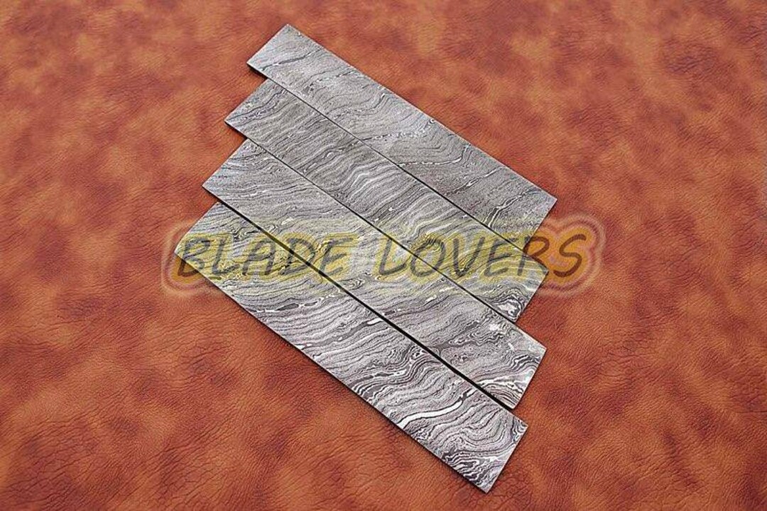 Set of 4 Damascus Billets 10" Long Custom Handmade Damascus Steel ...