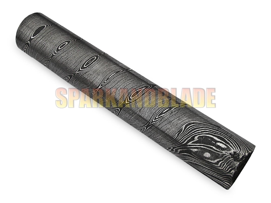 5" Long Custom Handmade Damascus Steel Round Bar With 25.5mm(approx ...
