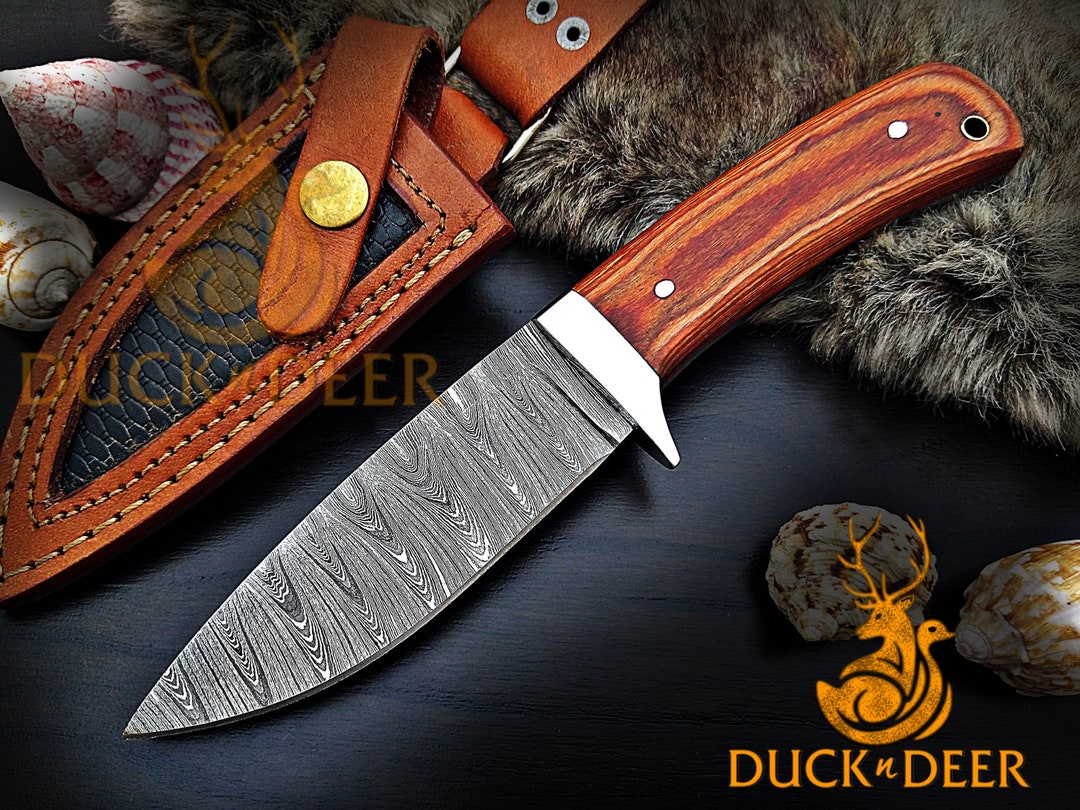Handmade Damascus Knife With Sheath, Fixed Blade Hunting Knife ...