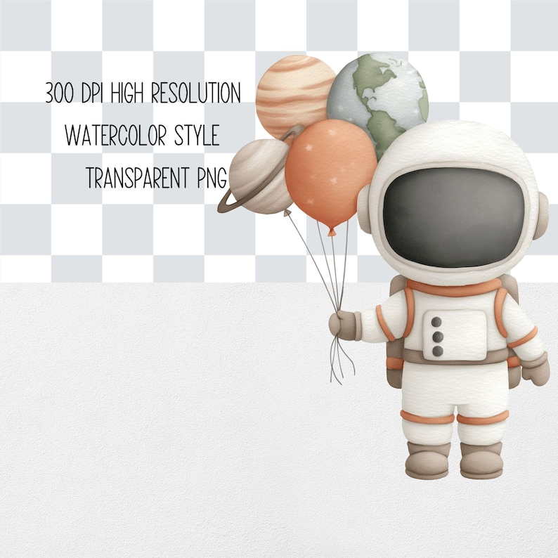 Space Watercolor Clipart for Nursery Decor, Cute Astronaut & Planets ...