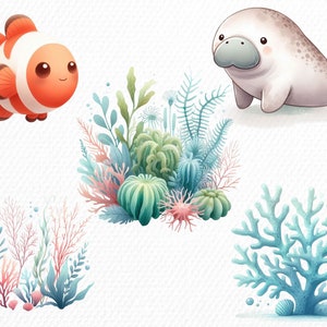 Watercolor Under the Sea Clipart Bundle, Ocean Nursery Nautical PNG ...