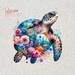 Boho Chic Watercolor Floral Sea Turtle Clipart, for Sublimation ...