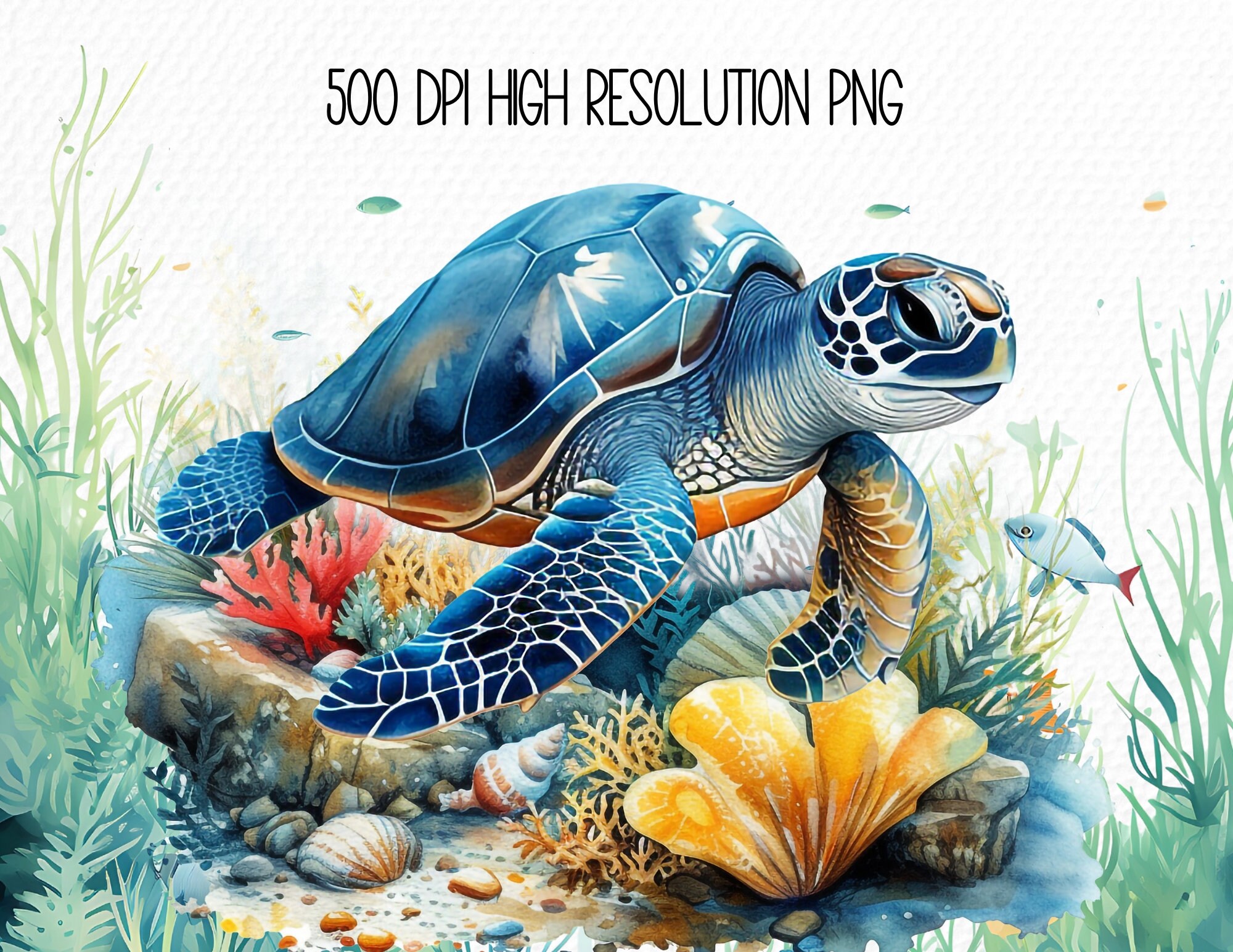 60 Watercolor Sea Turtle Clipart, Cute Nautical Ocean Animals PNG ...