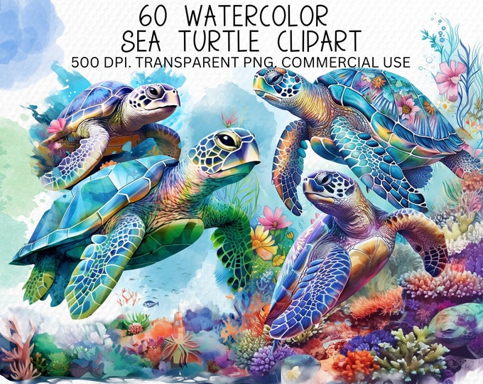 Sea Turtle Clipart Sea Life PNG Sea Creature Clipart Under the Ocean ...