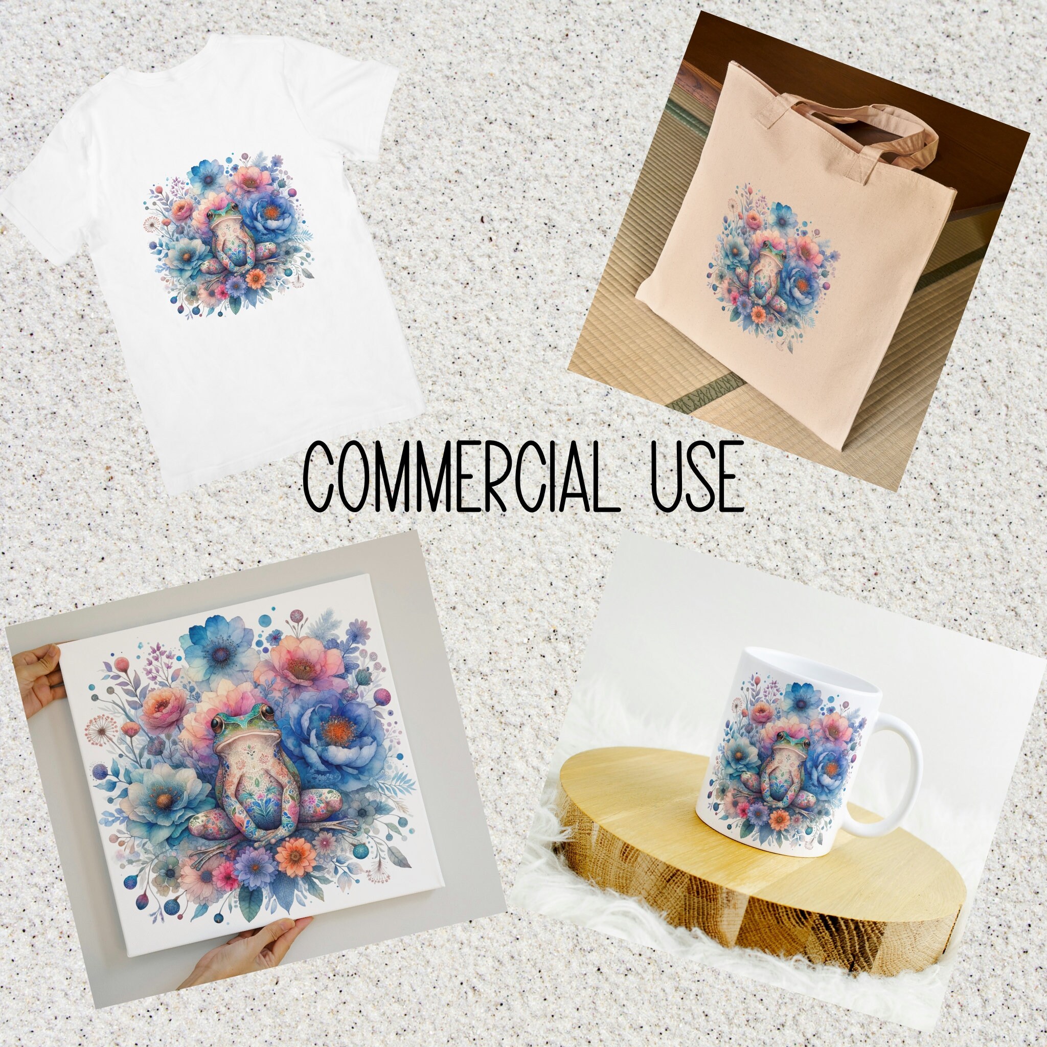Boho Chic Watercolor Floral Frog Clipart, for Sublimation Tumblers ...