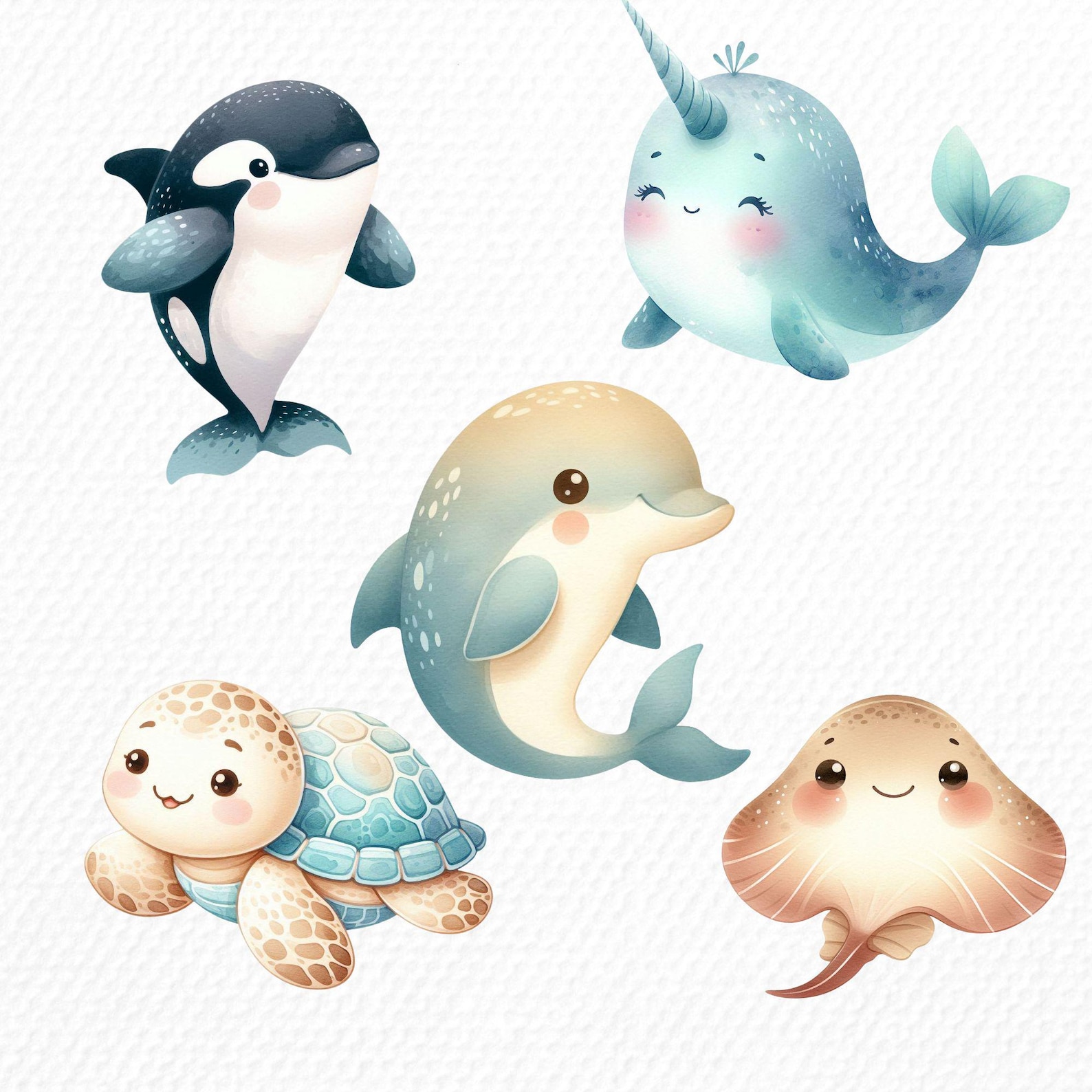 Watercolor Under the Sea Clipart Bundle, Ocean Nursery Nautical PNG ...