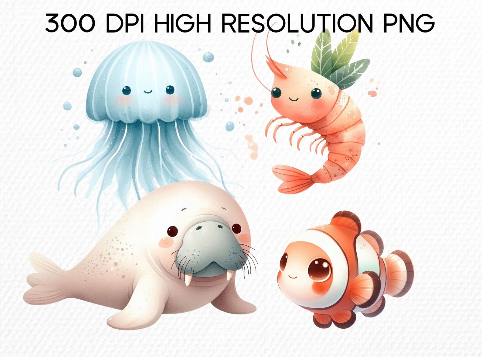 Watercolor Under the Sea Clipart Bundle, Ocean Nursery Nautical PNG ...