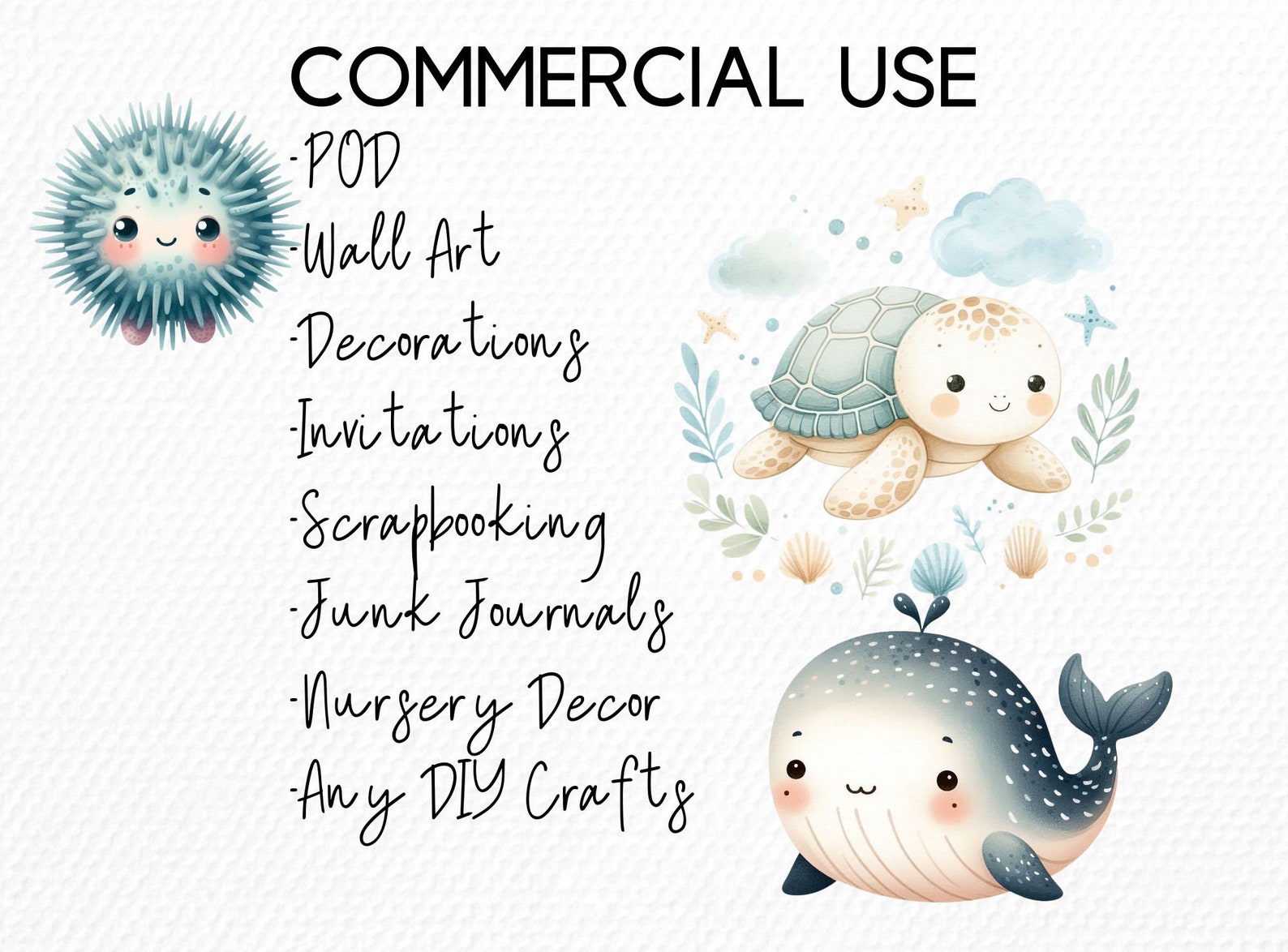 Watercolor Under the Sea Clipart Bundle, Ocean Nursery Nautical PNG ...