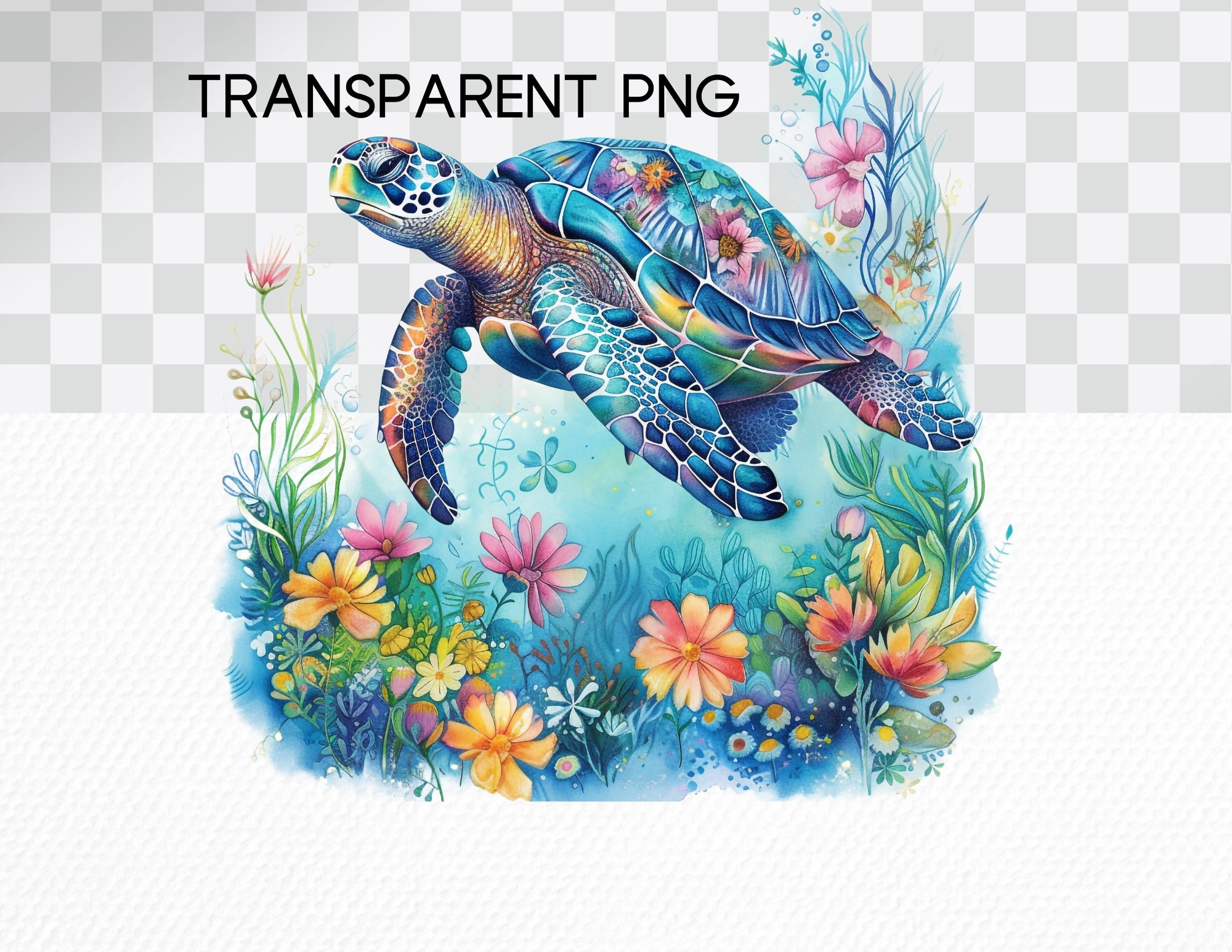 60 Watercolor Sea Turtle Clipart, Cute Nautical Ocean Animals PNG ...