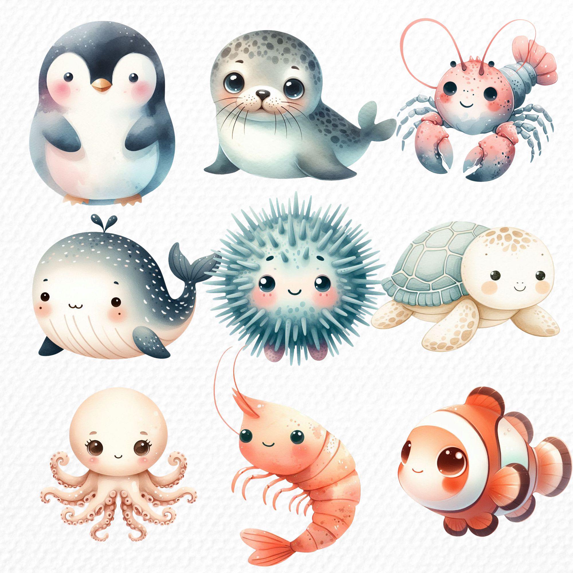 Watercolor Under the Sea Clipart Bundle, Ocean Nursery Nautical PNG ...