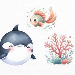 Watercolor Under the Sea Clipart Bundle, Ocean Nursery Nautical PNG ...