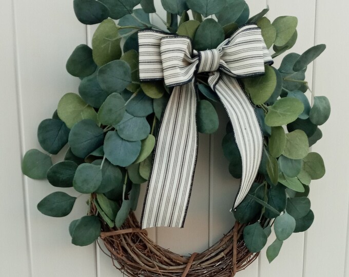 Farmhouse Wreath Eucalyptus Wreath Everyday Wreath Wreaths Farmhouse ...