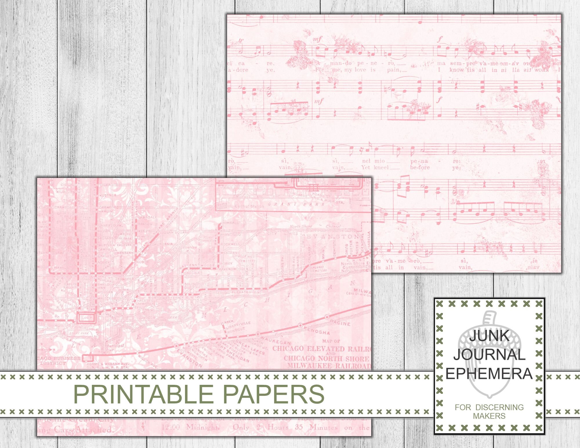 Shabby Pink Printable Paper, Pink Collage, Collage Reverse Page, Shabby ...