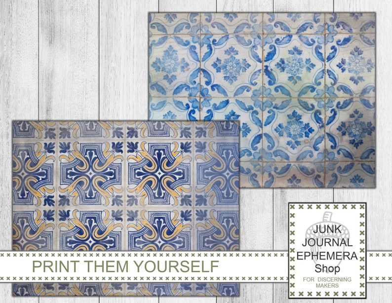 Vintage Tile Set 2 Printable Papers, Vintage Ephemera, Moroccan Tile - Etsy