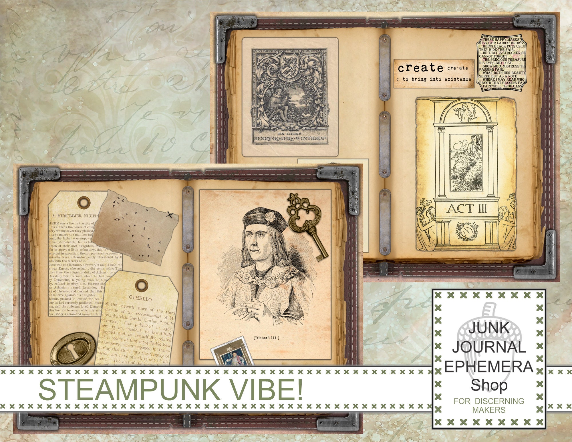 Steampunk Shakespeare Junk Journal Kit - Etsy