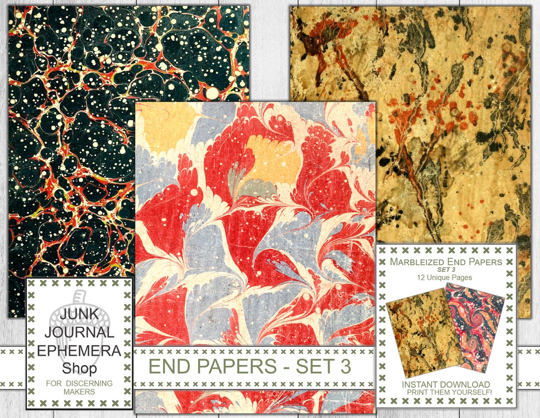 Shabby Vintage Marbleized End Papers Set 3 - Etsy