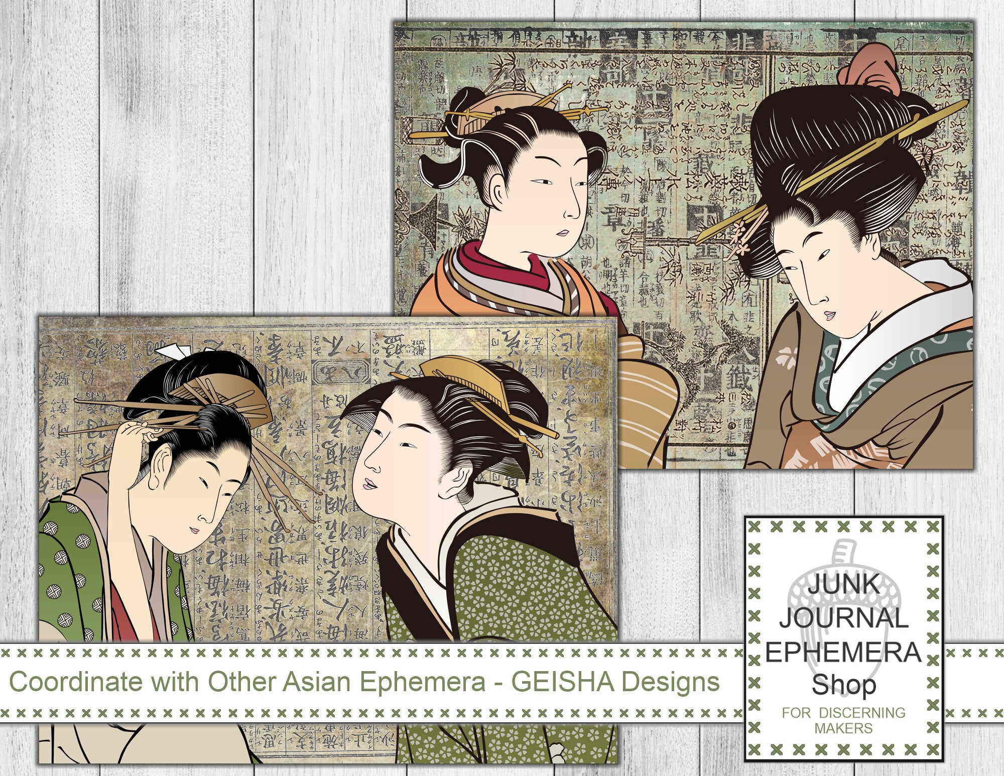 Asian Ephemera Geisha 2 Printable Pages, Japanese Ephemera, Chinese ...