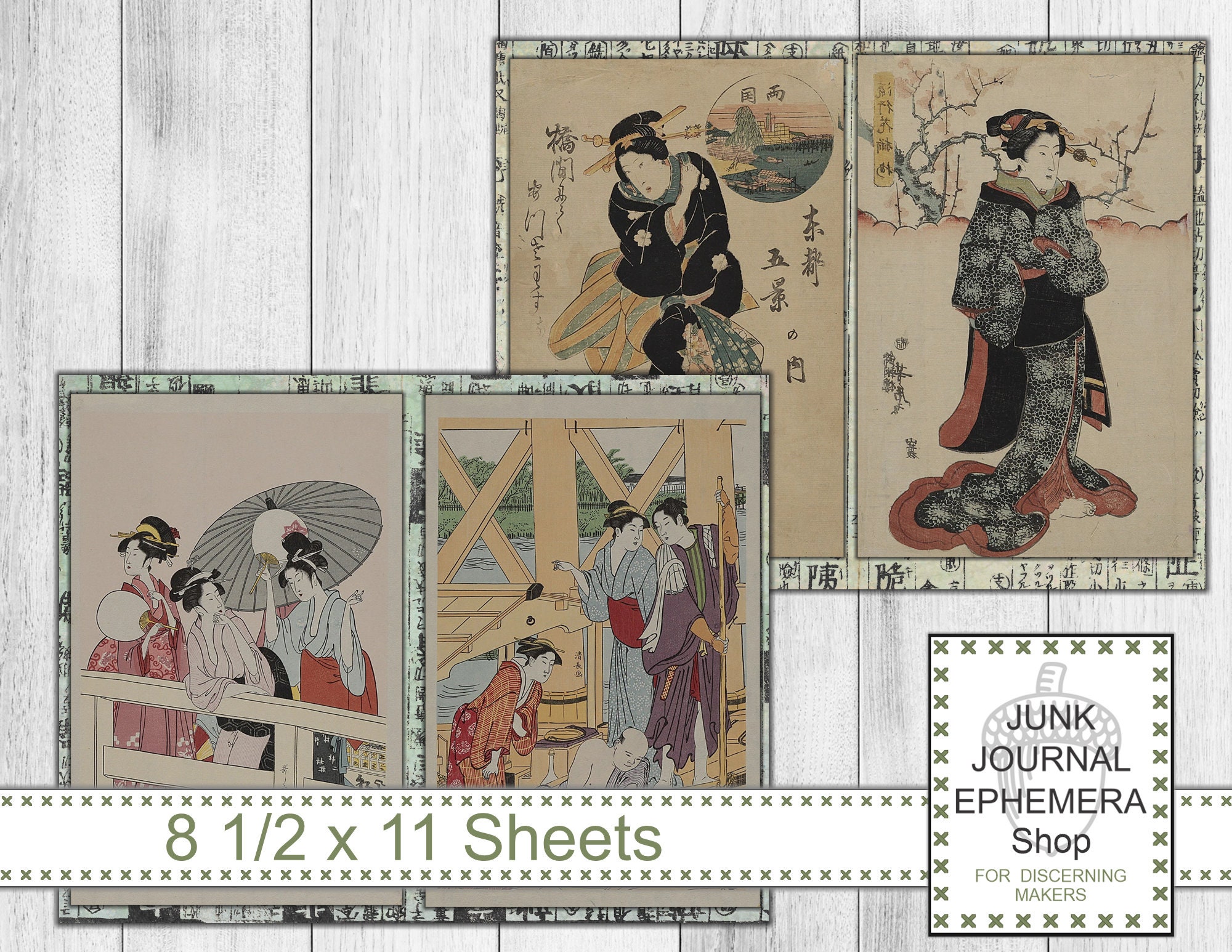 Asian Ephemera Japanese Ladies Junk Journal Kit, Japanese Ephemera ...