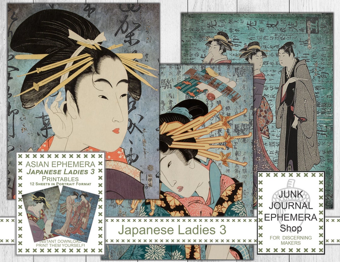 Asian Ephemera Japanese Ladies 3 Printables, Japanese Ephemera, Chinese ...