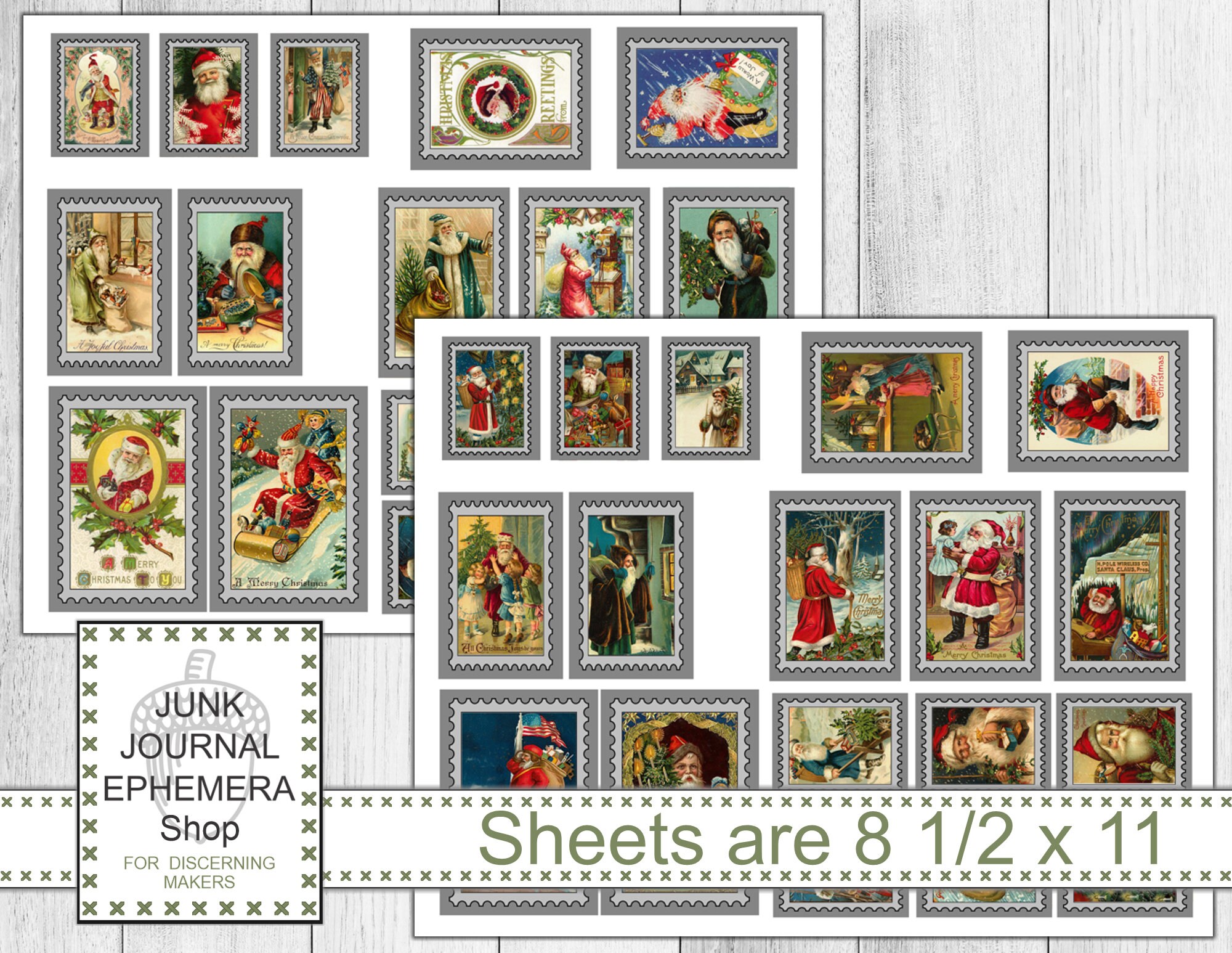 Victorian Santa Journal Cards and Faux Postage Stamps - Etsy
