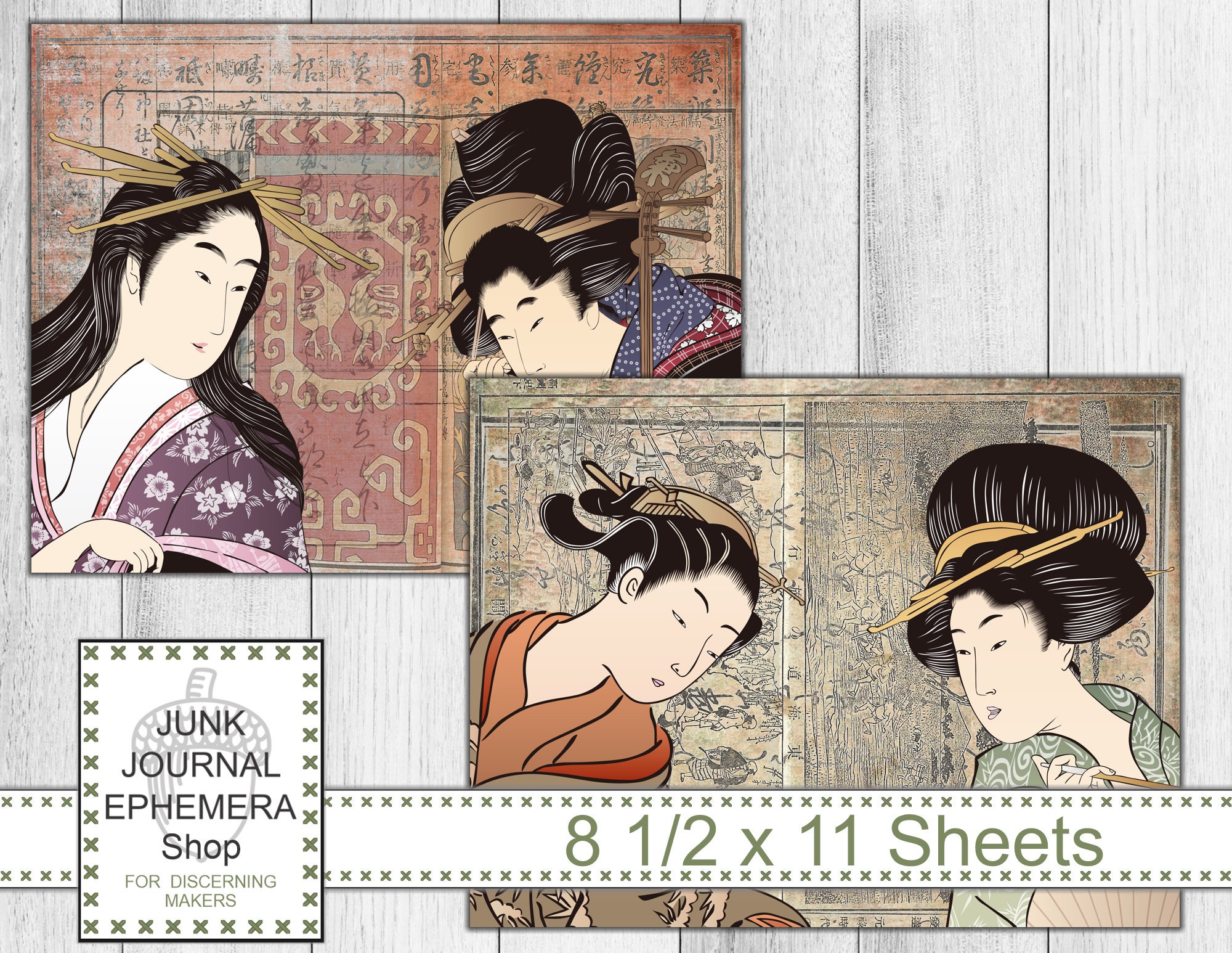 Asian Ephemera Geisha 2 Printable Pages, Japanese Ephemera, Chinese ...