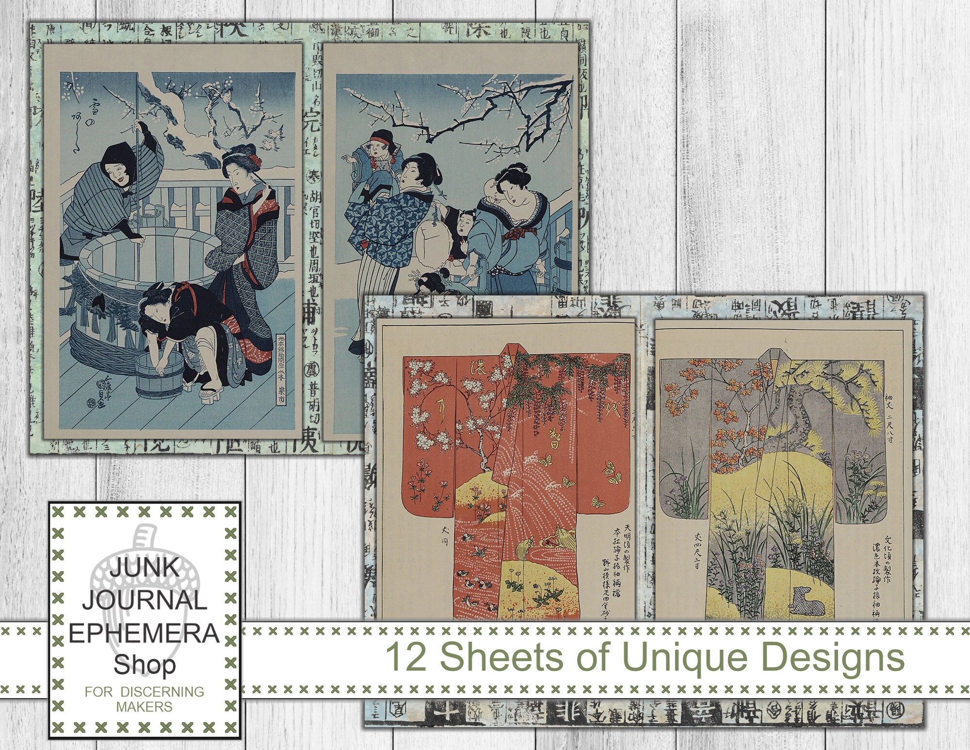 Asian Ephemera Japanese Ladies Junk Journal Kit, Japanese Ephemera ...