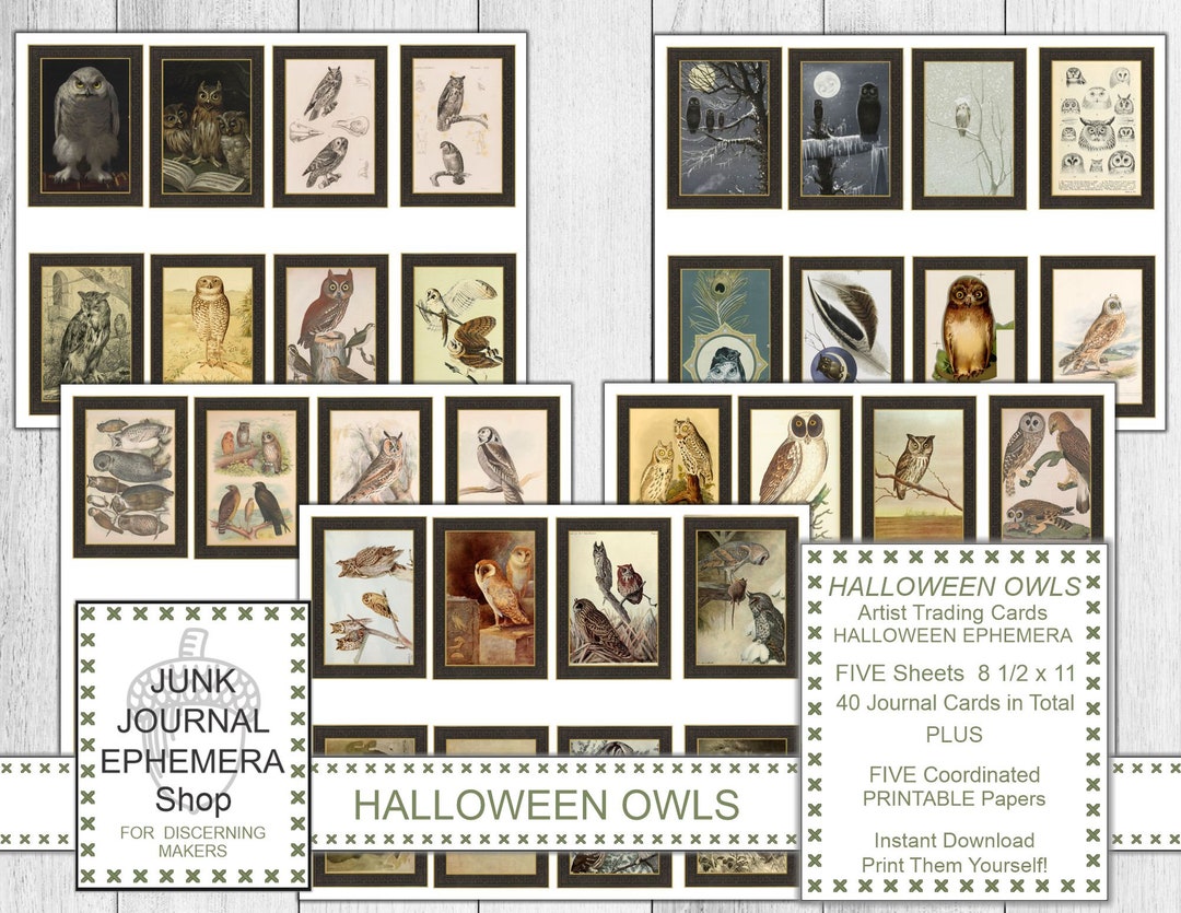 Halloween Owls Artist Trading Cards, Journaling Cards, Halloween ...
