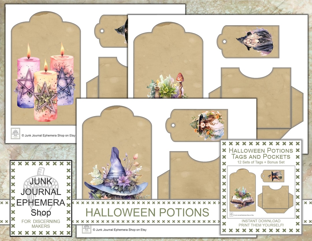 Halloween Potions Tags and Pockets - Etsy