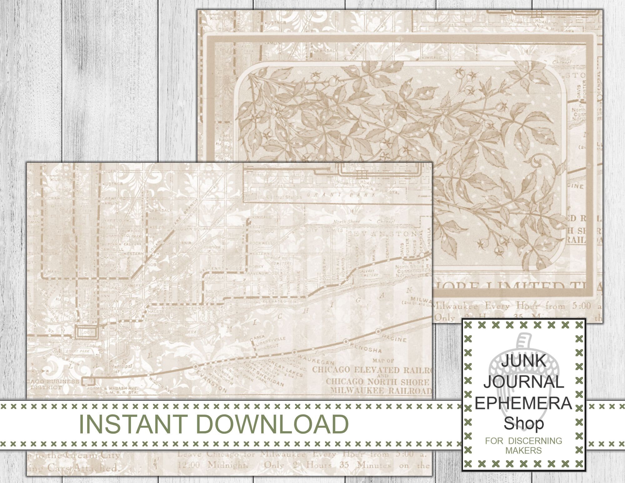 Shabby Tan Printable Paper, Tan Collage, Collage Reverse Page, Shabby ...