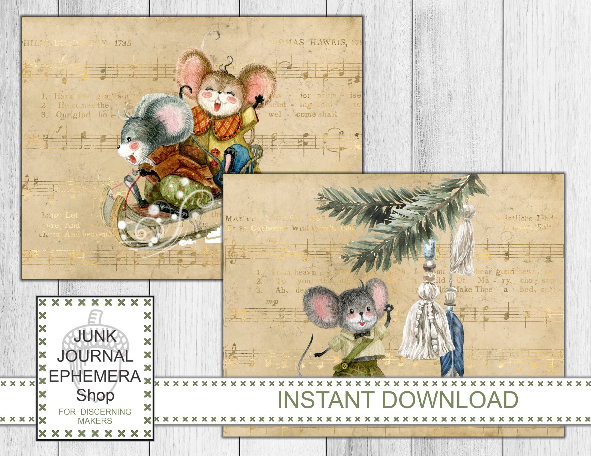 Christmas Mice Junk Journal Kit Christmas Gift Shabby Red - Etsy