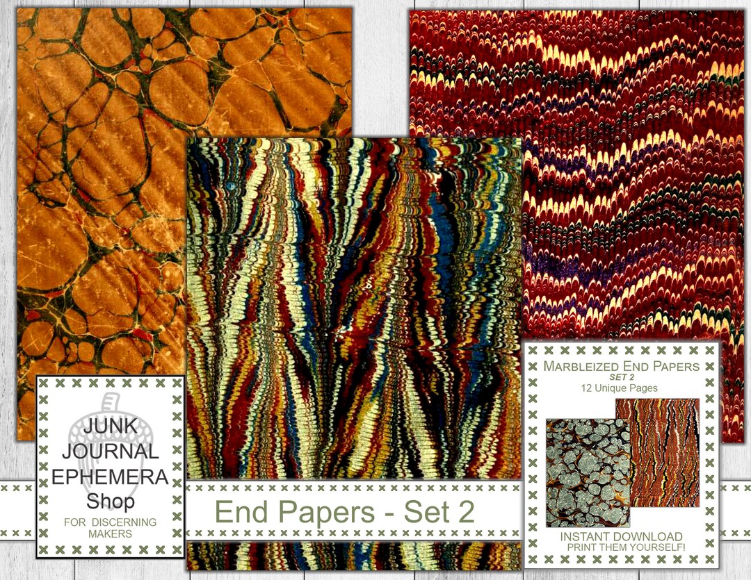 Shabby Vintage Marbleized End Papers Set 2 - Etsy