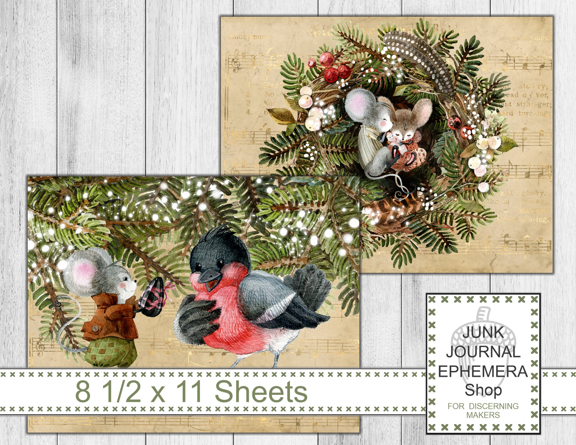 Christmas Mice Junk Journal Kit Christmas Gift Shabby Red - Etsy