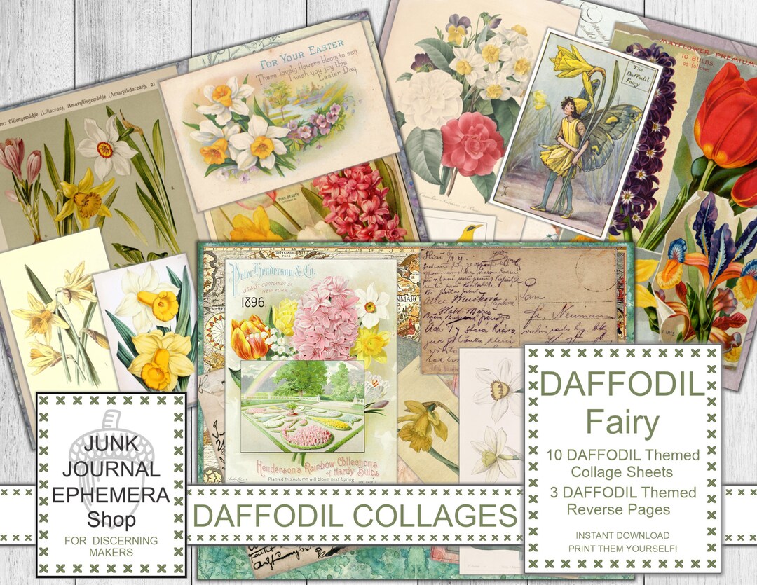 Daffodil Fairy Collage Pages, Daffodil, Shabby Yellow, Yellow Collage ...