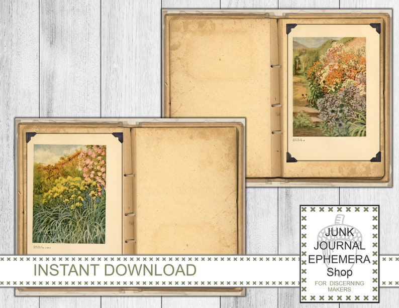 Vintage Garden Watercolor Paintings Junk Journal Kit, Shabby Floral ...