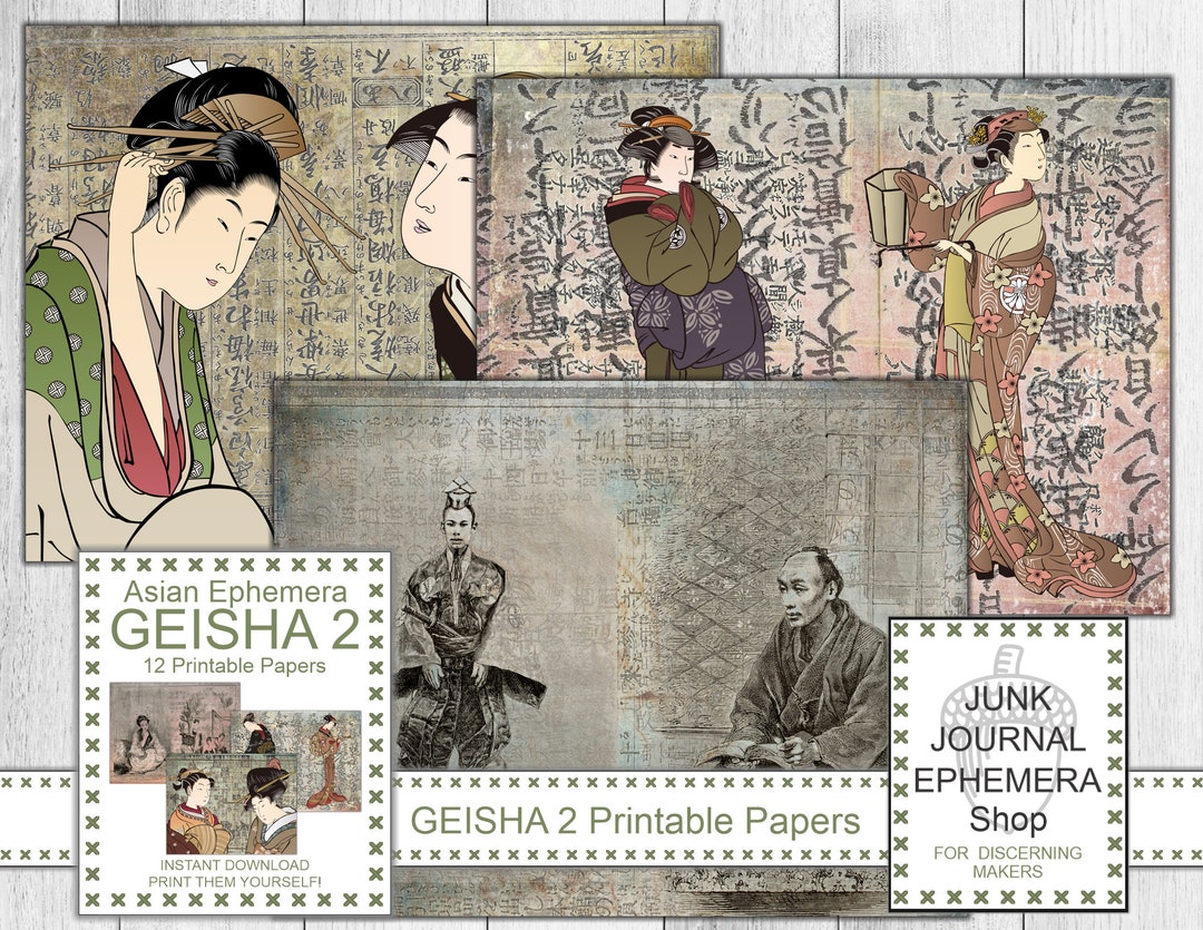 Asian Ephemera Geisha 2 Printable Pages, Japanese Ephemera, Chinese ...