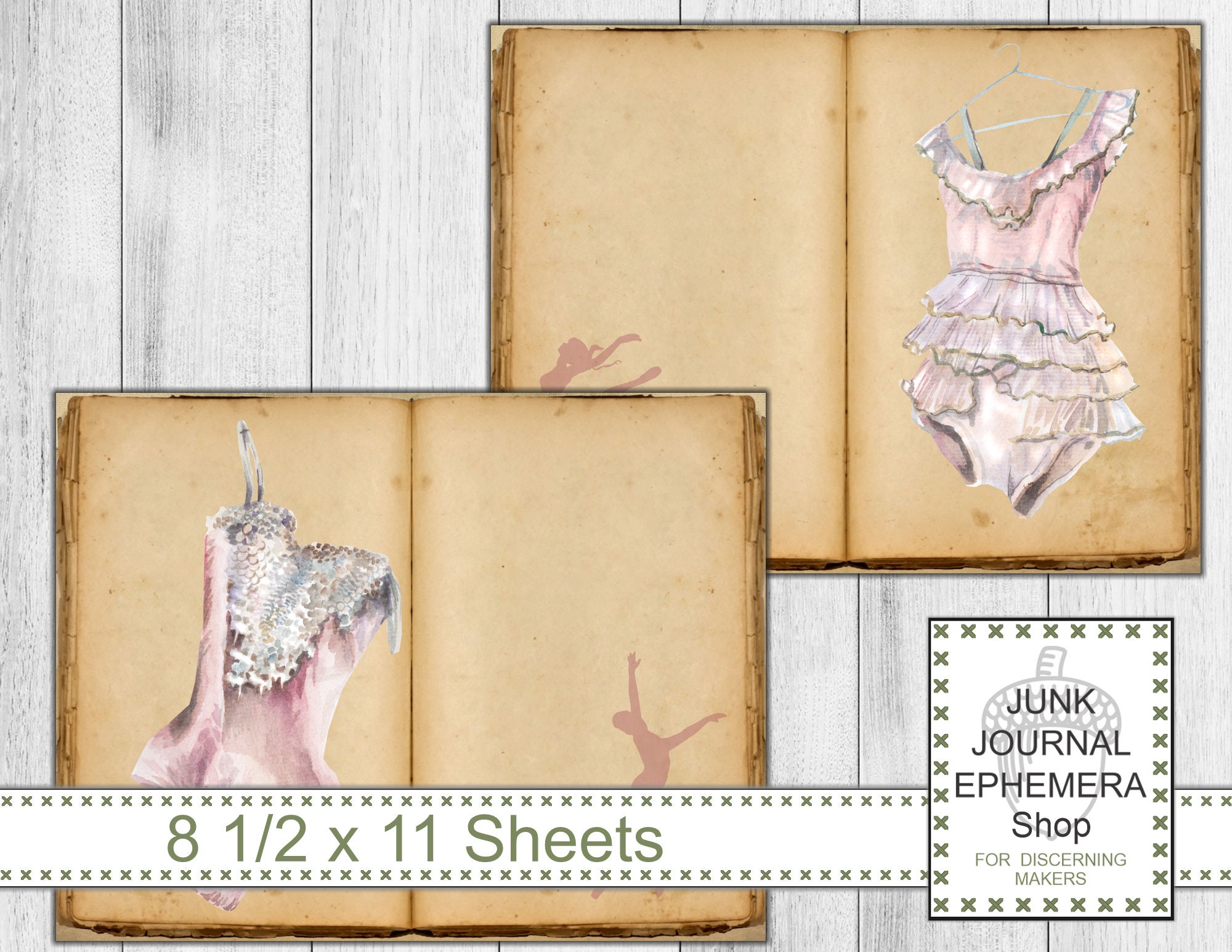 Vintage Ballet Junk Journal Kit, Ballet Ephemera, Vintage Watercolor ...