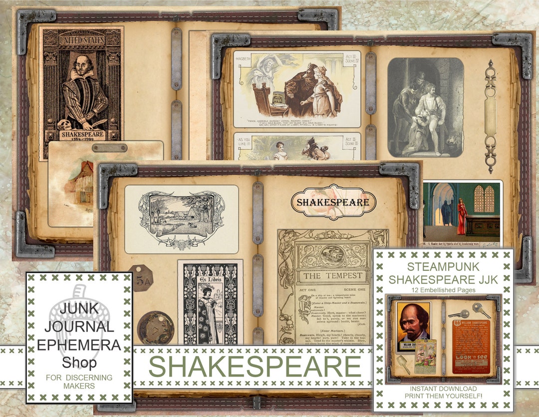 Steampunk Shakespeare Junk Journal Kit - Etsy