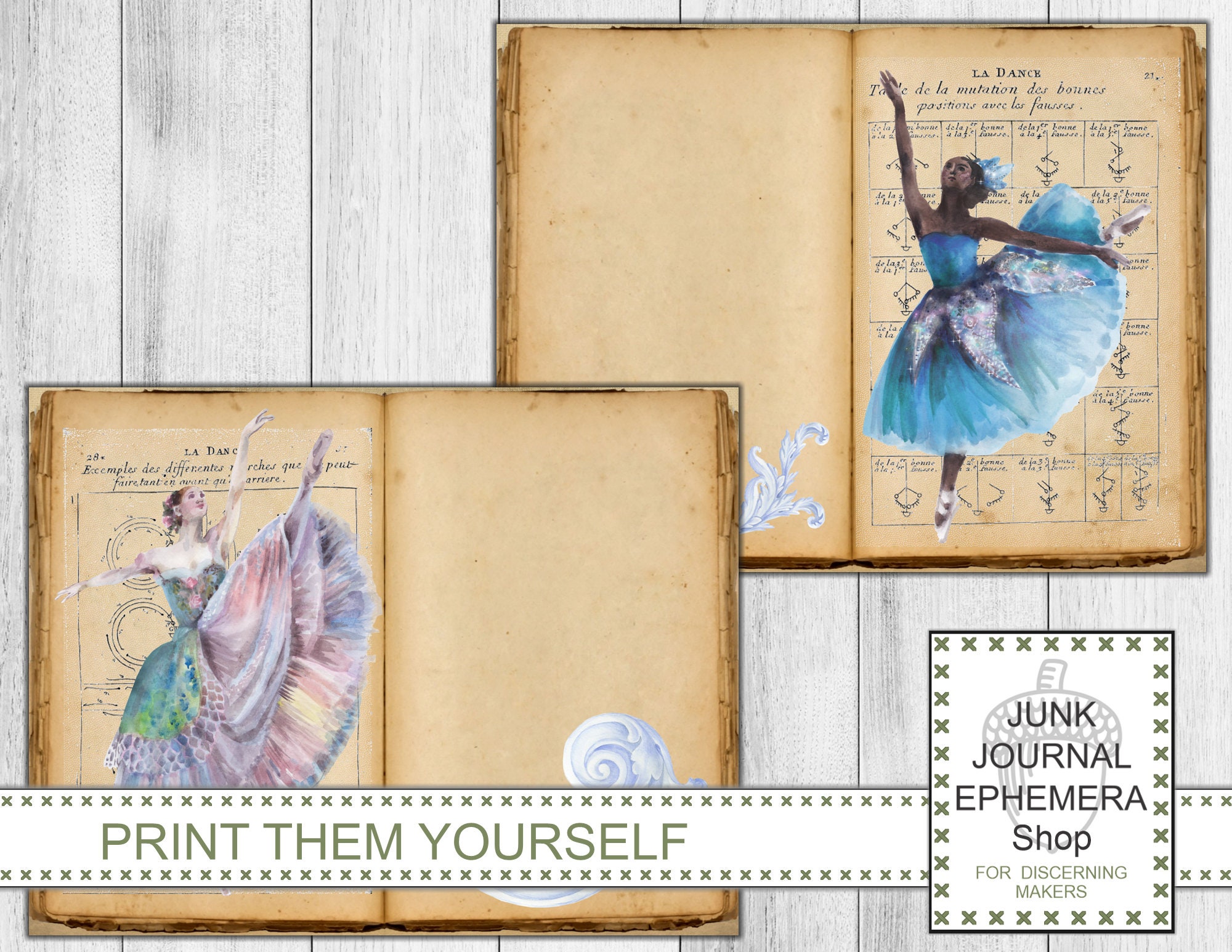 Vintage Ballet Junk Journal Kit, Ballet Ephemera, Vintage Watercolor ...