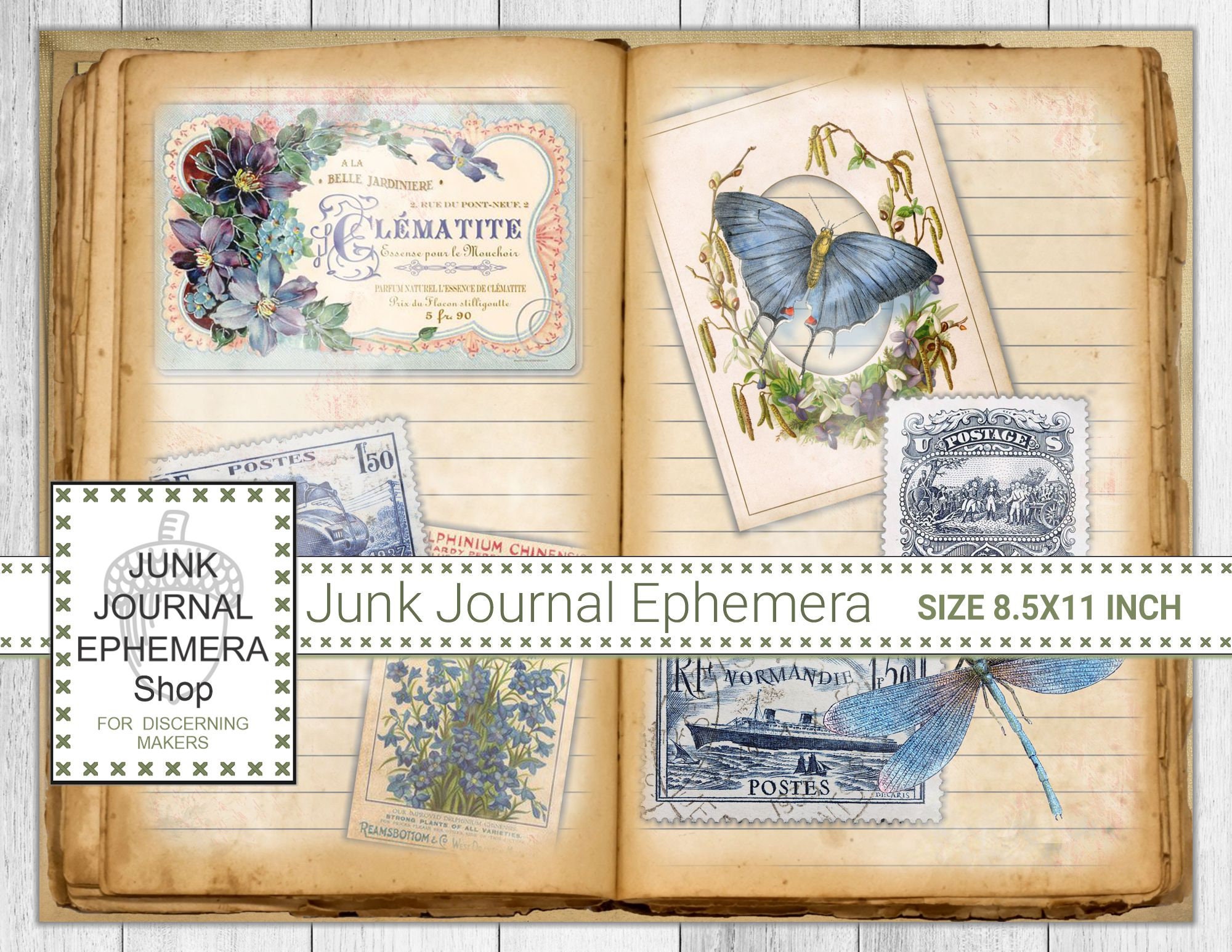 Color Themed Junk Journal Pages, Collage Pages, Reverse Sheets, Shabby ...