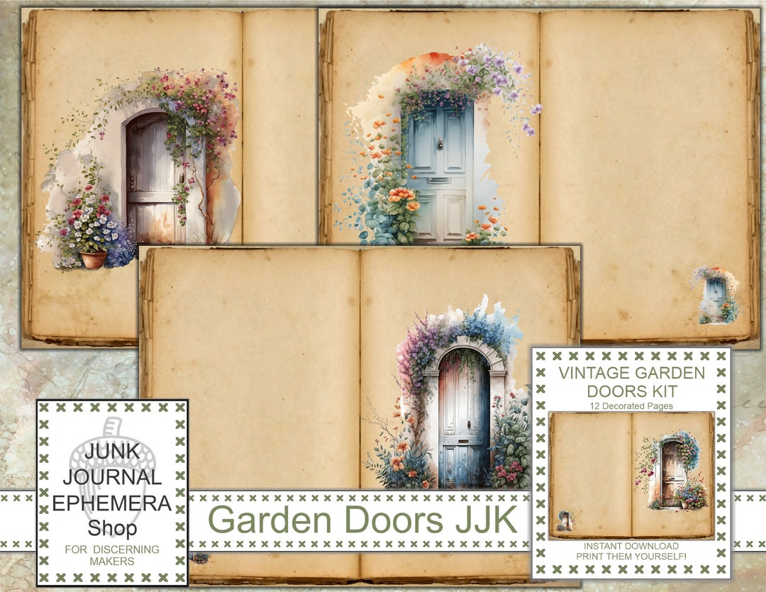 Vintage Garden Doors Junk Journal Kit - Etsy