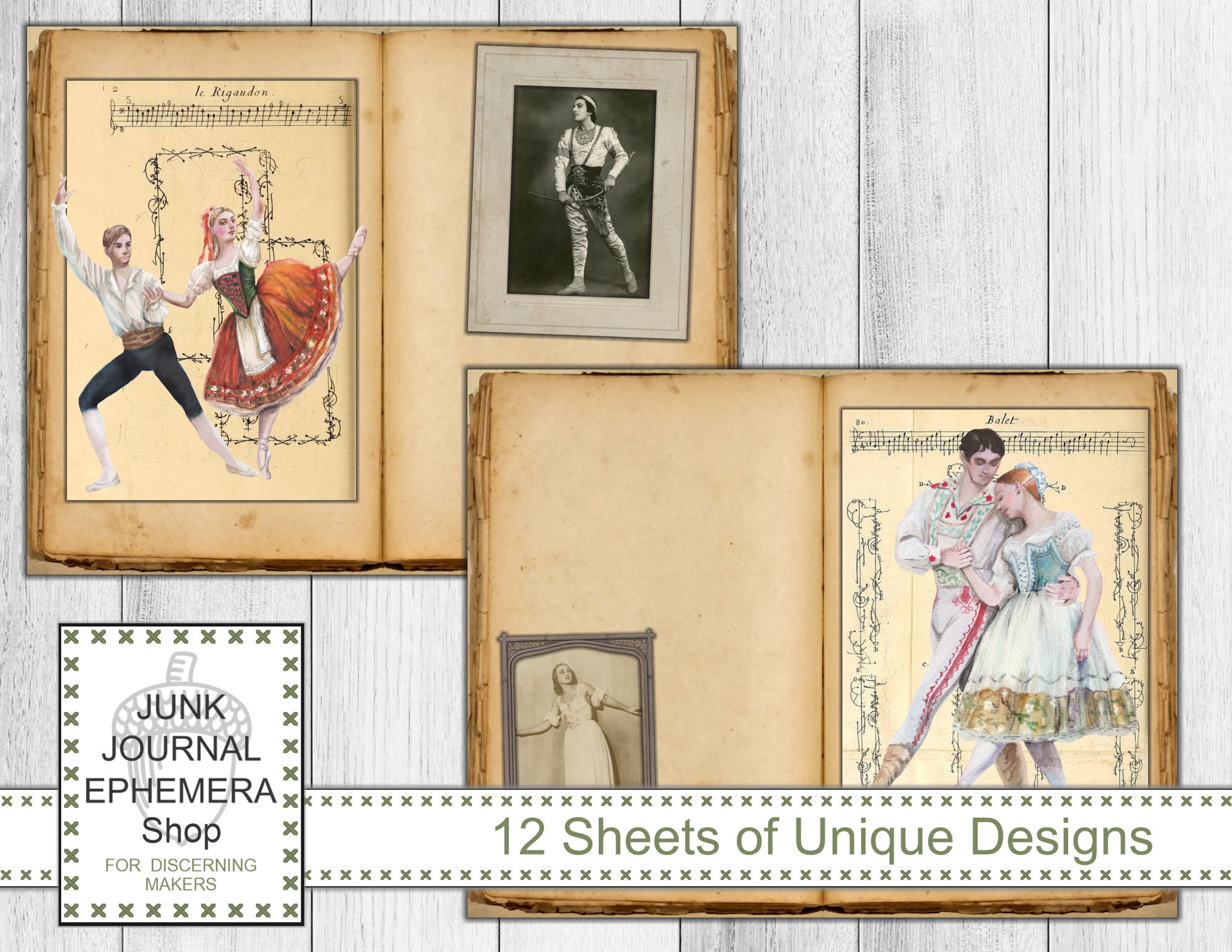 Vintage Ballet Junk Journal Kit, Ballet Ephemera, Vintage Watercolor ...