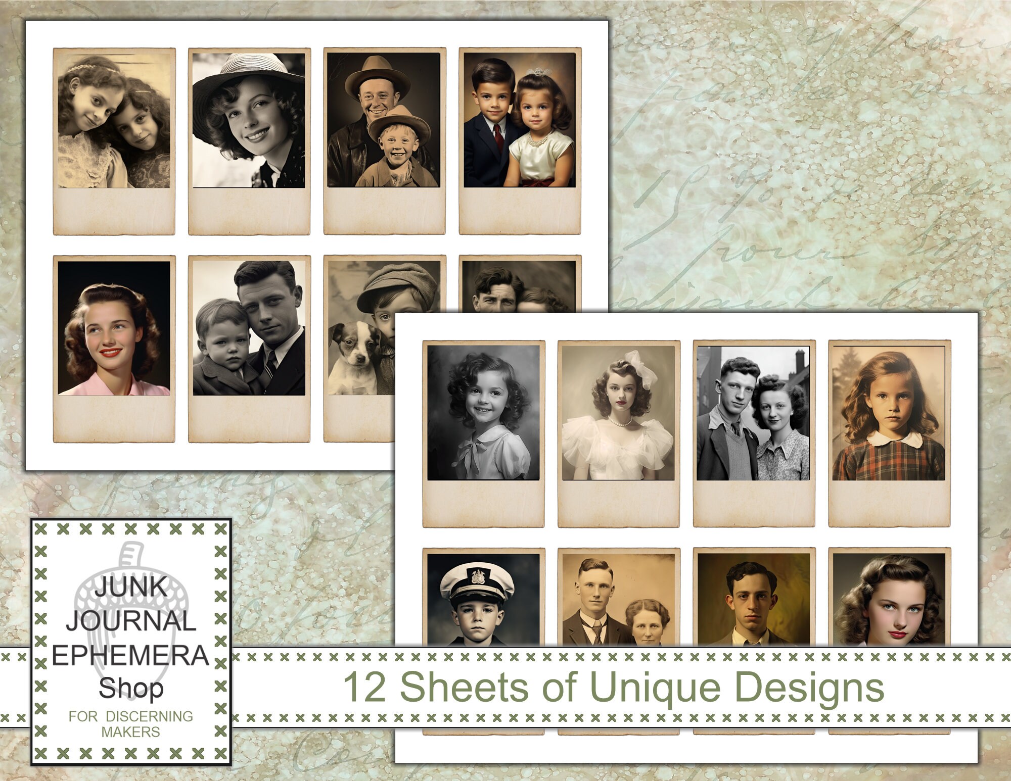 Photo Booth Portraits Vintage Ephemera (instant Download, PDF File, YOU ...