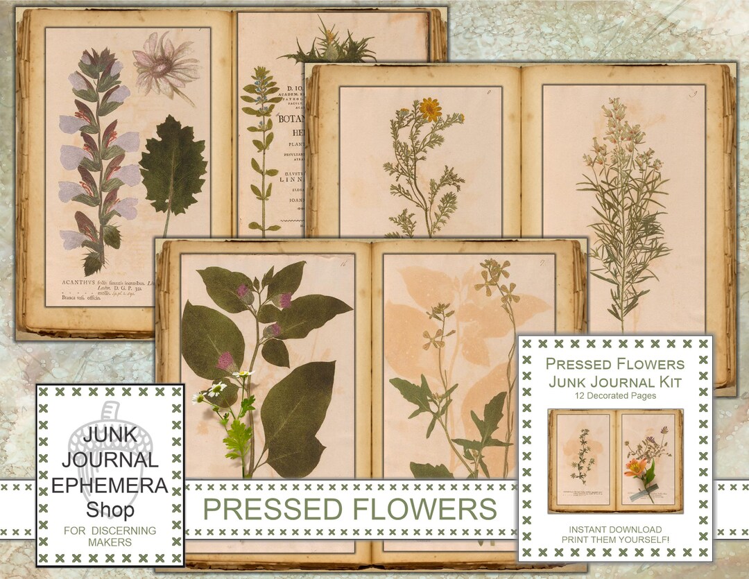 Pressed Flowers Junk Journal Kit - Etsy