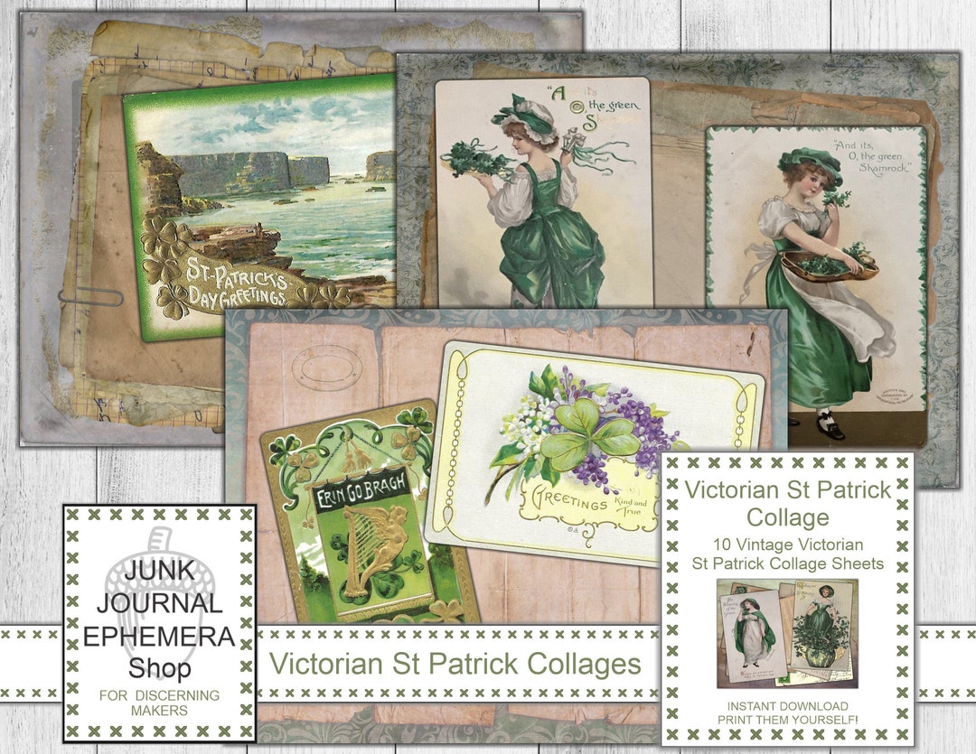 Victorian St Patrick Collage Pages, St Patrick, Vintage St Patrick, St ...