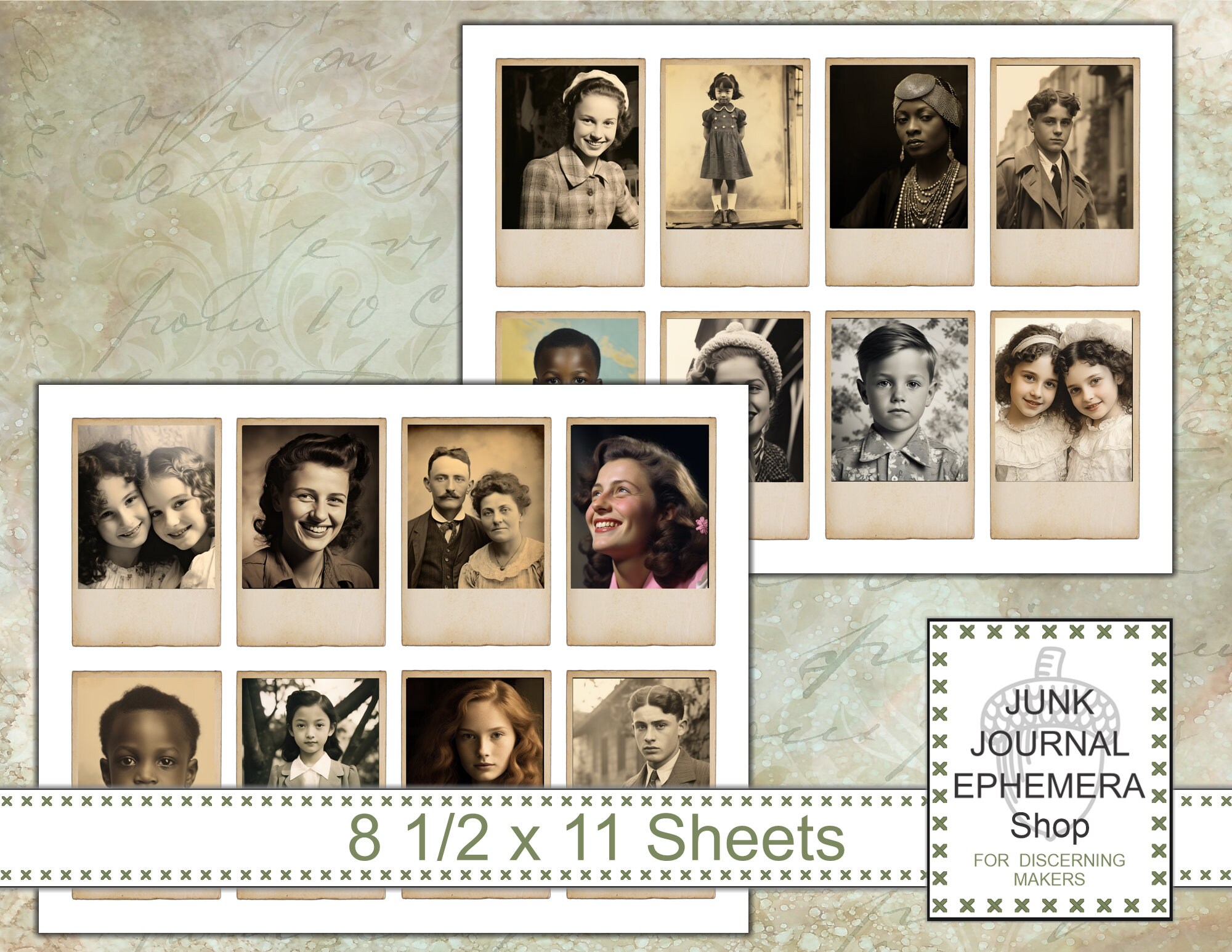 Photo Booth Portraits Vintage Ephemera instant Download, PDF File, YOU ...